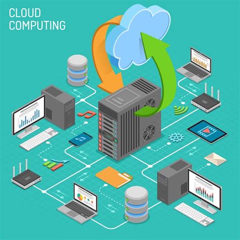 Premium Vector Data Network Cloud Computing Technology Isometric