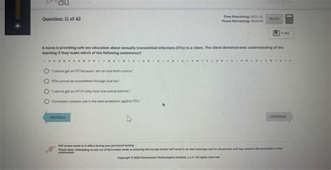 Solved A Nurse Is Providing Safe Sex Education About Chegg Com