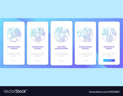 Types Of Saving Accounts Blue Gradient Onboarding Vector Image