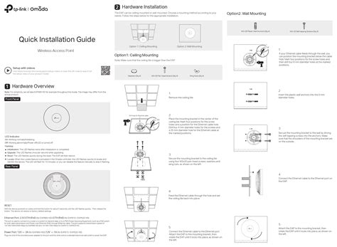 Tp Link Eap Ax Ceiling Mount Wi Fi Access Point Installation Guide