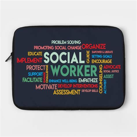Social Worker Laptop Case Inspirational Word Cloud Design