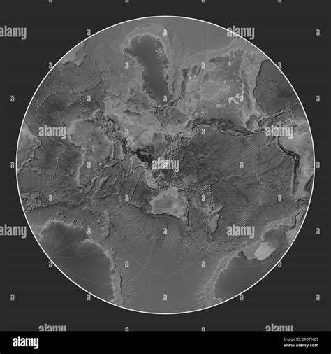 Okinawa Tectonic Plate On The Grayscale Elevation Map In The Lagrange Oblique Projection