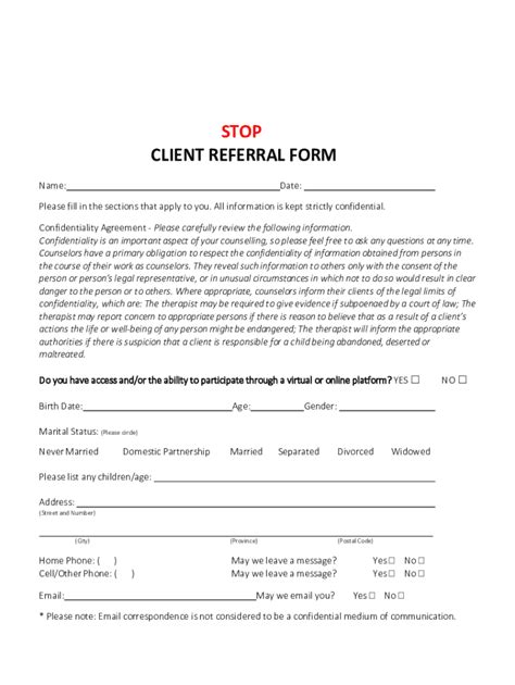 Fillable Online Stop Client Referral Form Fax Email Print Pdffiller