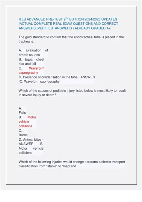 Itls Advanced Pre Test 9th Ed Ition 2024 2025 Updates Actual Complete Real Exam Questions And