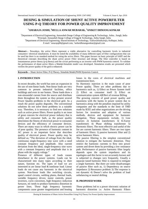 Pdf Desing And Simulation Of Shunt Active Journal
