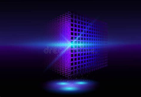 Perspective 3d Wireframe Cube Geometric Cube From Small Pieces Ilustration Stock Illustration