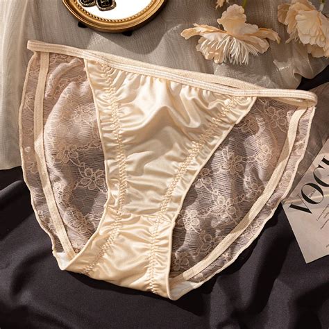Women Sexy Mesh Lace Satin Smooth Soft Luxury Style Underwear Flower