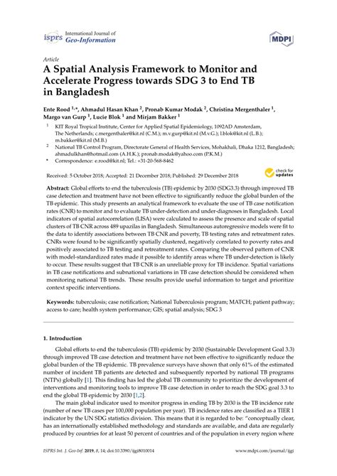 Pdf A Spatial Analysis Framework To Monitor And Accelerate Progress Towards Sdg 3 To End Tb In