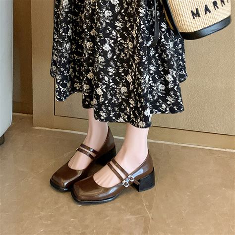 Chiko Josiann Square Toe Block Heels Mary Jane Shoes