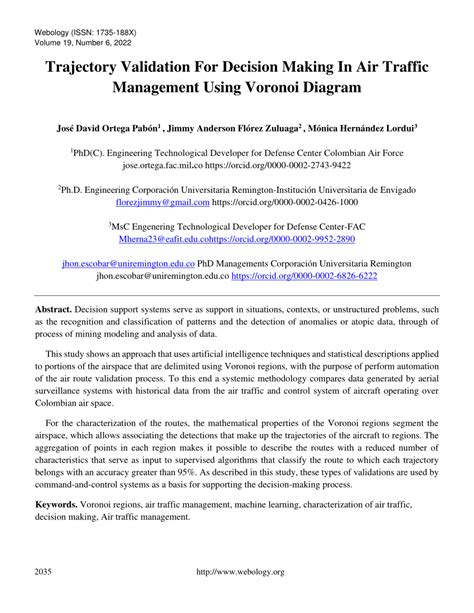 Pdf Trajectory Validation For Decision Making In Air Traffic Management Using Voronoi Diagram
