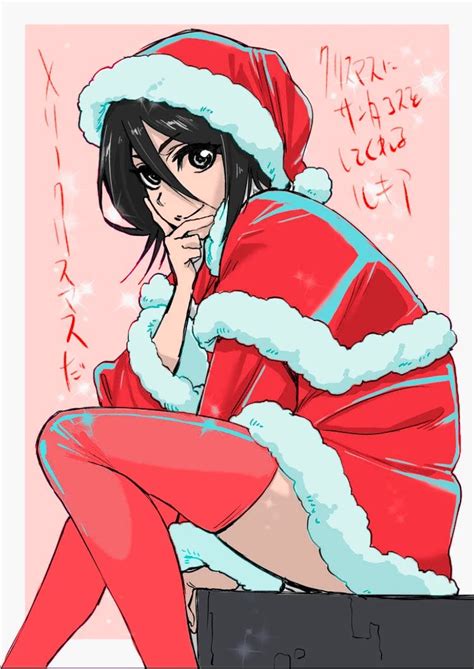 Kudou Masashi Kuchiki Rukia Bleach 1girl Black Hair Christmas