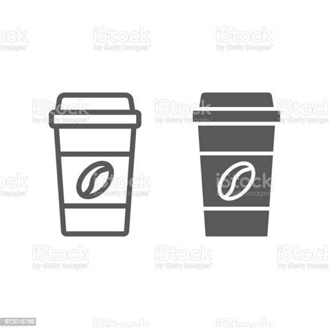 일회용 커피 컵 선 및 문자 모양 아이콘 커피 카페 종이 컵 기호 벡터 그래픽 흰색 배경 Eps 10에 선형 패턴 가리기에 대한 스톡 벡터 아트 및 기타 이미지 Istock