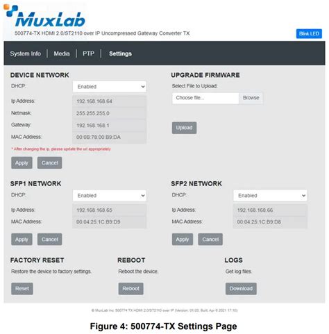 Muxlab Inc Hdmi 4kst2110 Over Ip Uncompressed Gateway Converter