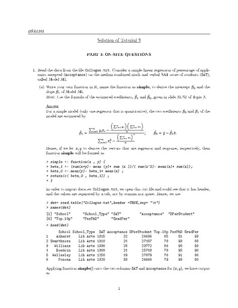 Tutorial 03 Soln Solution Of Tutorial 3 Part I On Site Questions