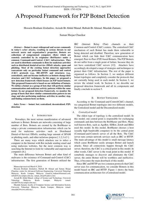 Pdf A Proposed Framework For P2p Botnet Detection