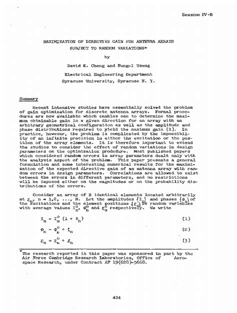 Maximization Of Directive Gain For Antenna Arrays Subject To Random