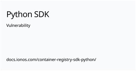 vulnerability python sdk