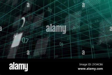 Animating Digital Data And Numbers Over Grid Background Technology