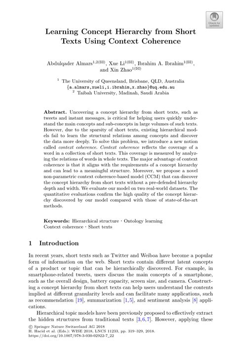 Pdf Learning Concept Hierarchy From Short Texts Using Context