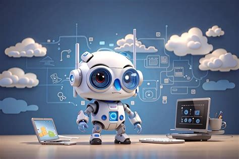 Premium Ai Image Cloud Computing Technology Concept With 3d Rendering Cute Robot And Graphic
