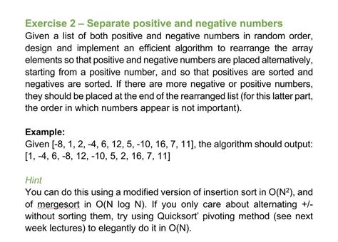 Solved Exercise Separate Positive And Negative Numbers Chegg