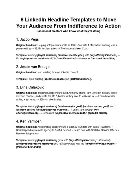 8 Linkedin Headline Templates That Actually Work Pdf