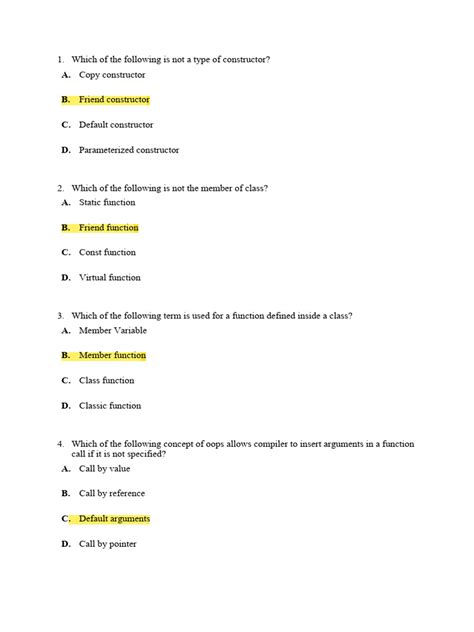 Oops Mcq Some Marked Pdf Programming Constructor Object Oriented Programming