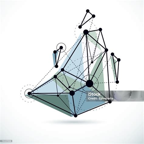 추상적인 기하학적 3d 와이어 프레임 개체 기업 기술 벡터 일러스트입니다 0명에 대한 스톡 벡터 아트 및 기타 이미지 0명