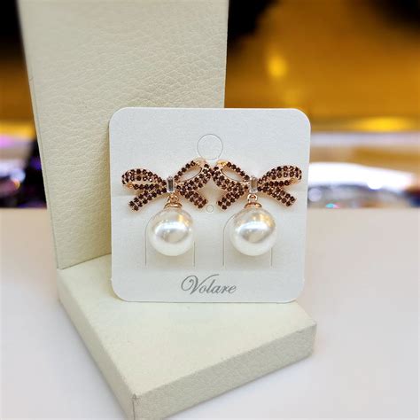 꼬냑리본 진주드롭귀걸이 Sss1086 볼라레 주얼리