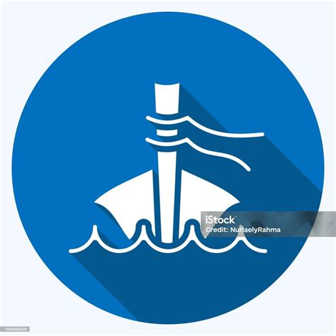 아이콘 긴 꼬리 보트 태국 기호와 관련된 긴 그림자 스타일 편집 가능한 간단한 디자인 간단한 그림 간단한 벡터 아이콘 세계 여행 관광 태국어 관광 리조트에 대한 스톡 벡터