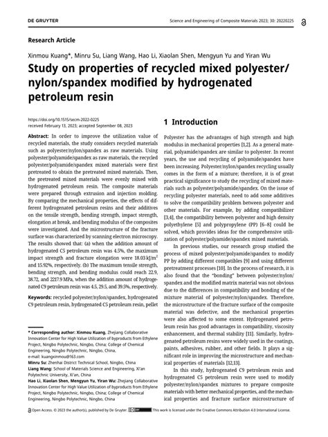 Pdf Study On Properties Of Recycled Mixed Polyesternylonspandex