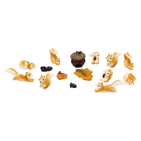 Holzlrgus 15 Pcs Cute Squirrel Miniature Figurines Set Mini Squirrel