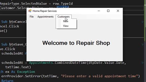 Vb Net Intermediate Level Repair Shop Db Testing 3333 Youtube