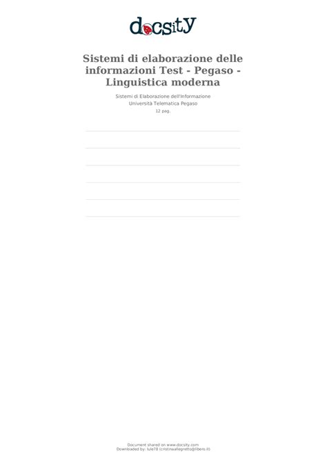 Sistemi Di Elaborazione Prove Desame Di Sistemi Informativi Docsity
