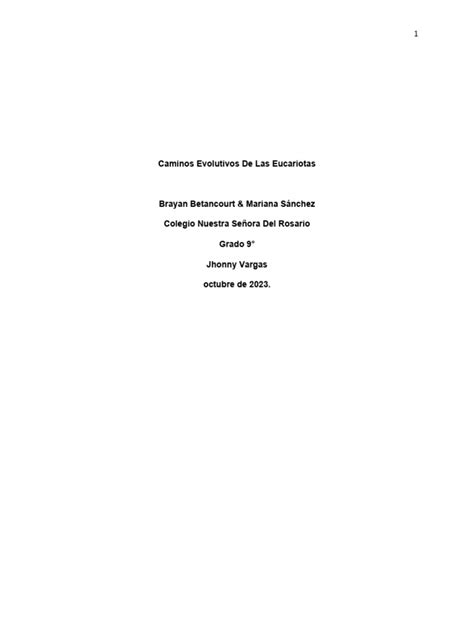 Caminos Evolutivos De Las Eucariotas Pdf