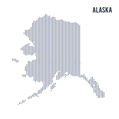 Vector Abstract Hatched Map Of State Of Alaska With Vertical Lines Isolated On A White