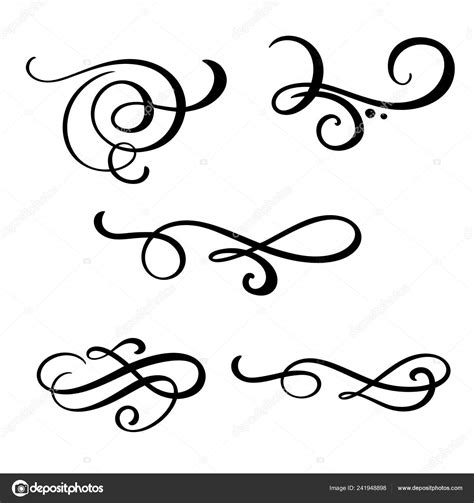 Set Of Vector Vintage Line Elegant Dividers And Separators Swirl And