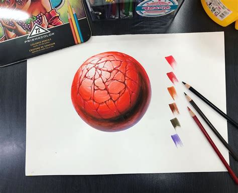Cracked Red Ball Drawing