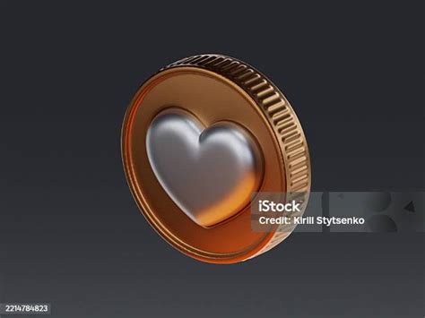 중앙에 하트 기호가 있는 동전의 3d 렌더링 아이콘입니다 감정 기부 사랑에 기반한 통화 보상 감사 및 감사의 가치를 나타냅니다 0명에 대한 스톡 사진 및 기타 이미지