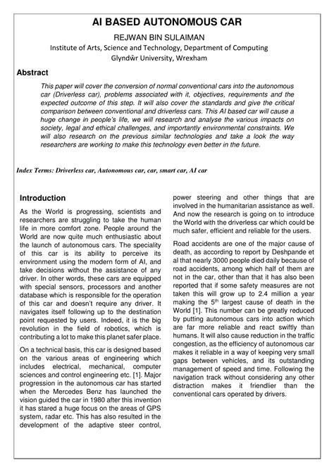 Pdf Artificial Intelligence Based Autonomous Car
