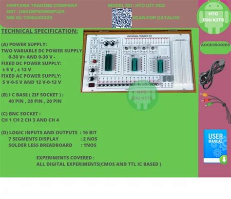Digital Universal Trainer Kit Breadboard Model For Laboratory Model Name Number Htc Uit 003