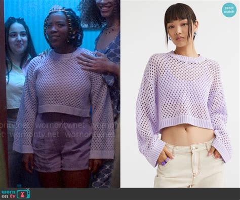 Wornontv Taras Purple Eyelet Sweater On Heartstopper Corinna Brown