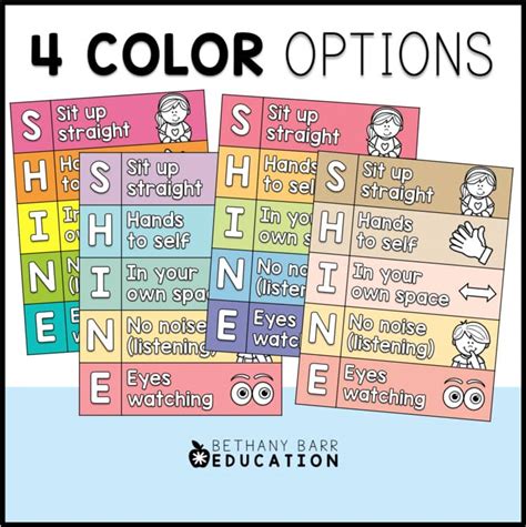 Shine Student Poster Classroom Management Tool Behavior Expectations