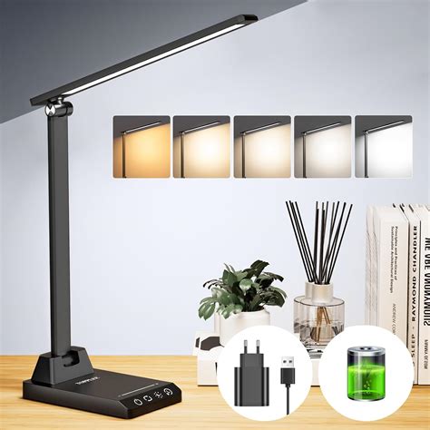Schreibtischlampe Led Dimmbar Tischlampe Kabellose Mit 2500 Mah Wiederaufladbarem Akku 5