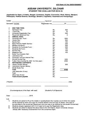 Assam University Annual Challan Form Fill Online Printable Fillable Blank PdfFiller
