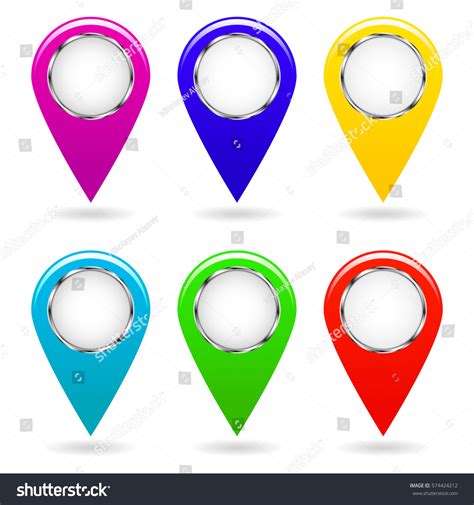 Set Colorful Map Pointers Isolated Objects Stock Vector Royalty Free
