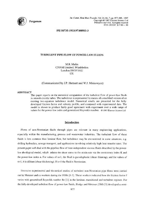 Pdf Turbulent Pipe Flow Of Power Law Fluids Dokumen Tips