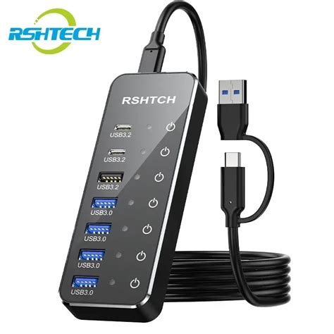Rshtech St07c Usb C Hub 7 In 1 3 2 Gen 2 Type C Adapter Individual Touch Switches Mul