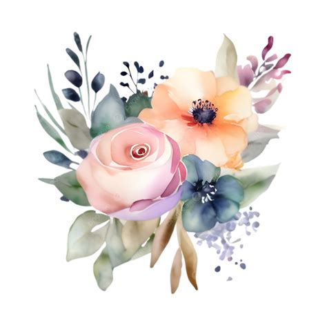 Pastel Flower Bouquet With Pink Rose And Orange Poppy Bouquet Flowers
