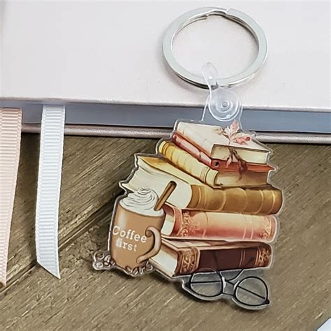 Book Stack Keychain Book Lover Keychain Stack Of Books Keychain Acrylic Book Key Chain